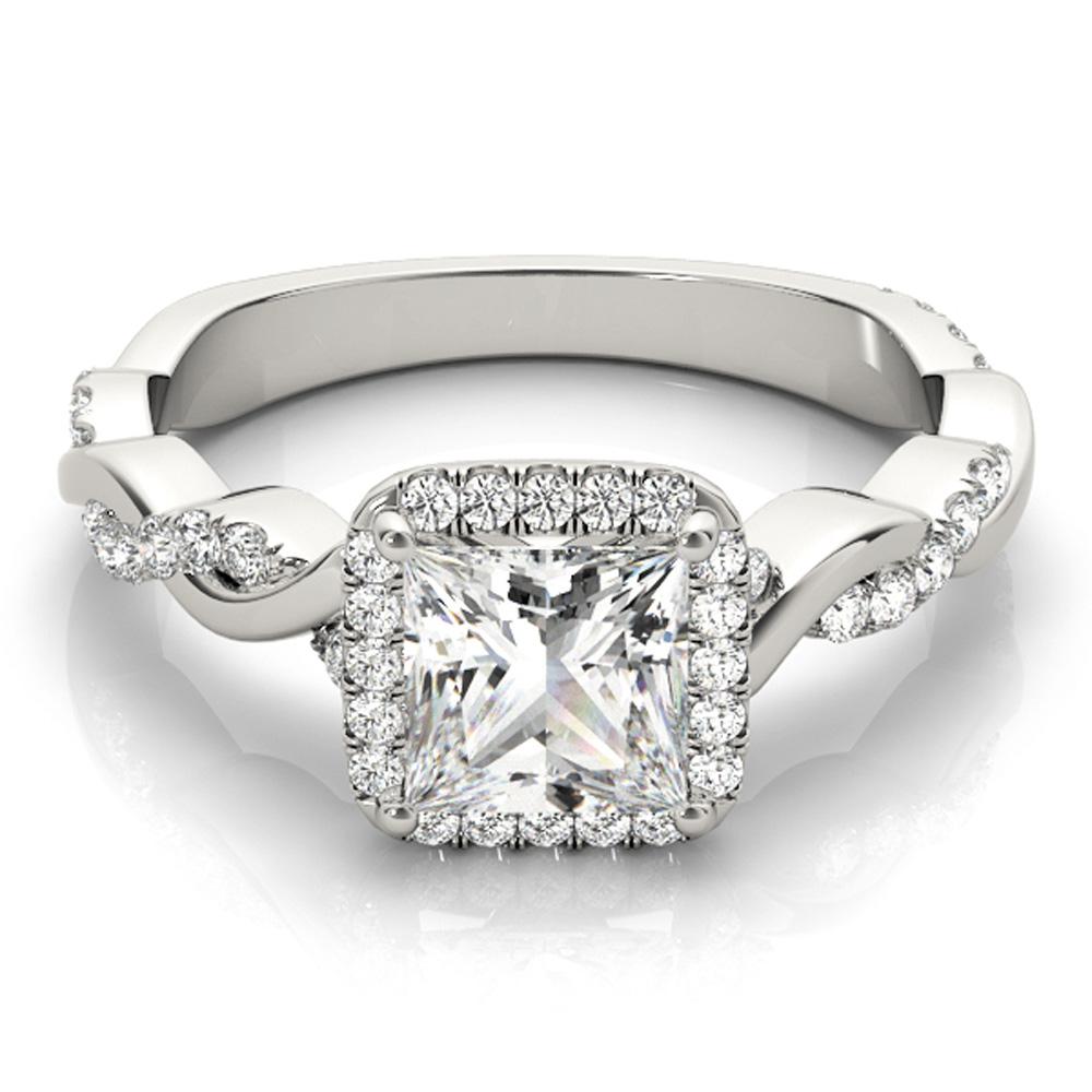 Princess Halo Twisted Shank Platinum Engagement Ring – BellaVios