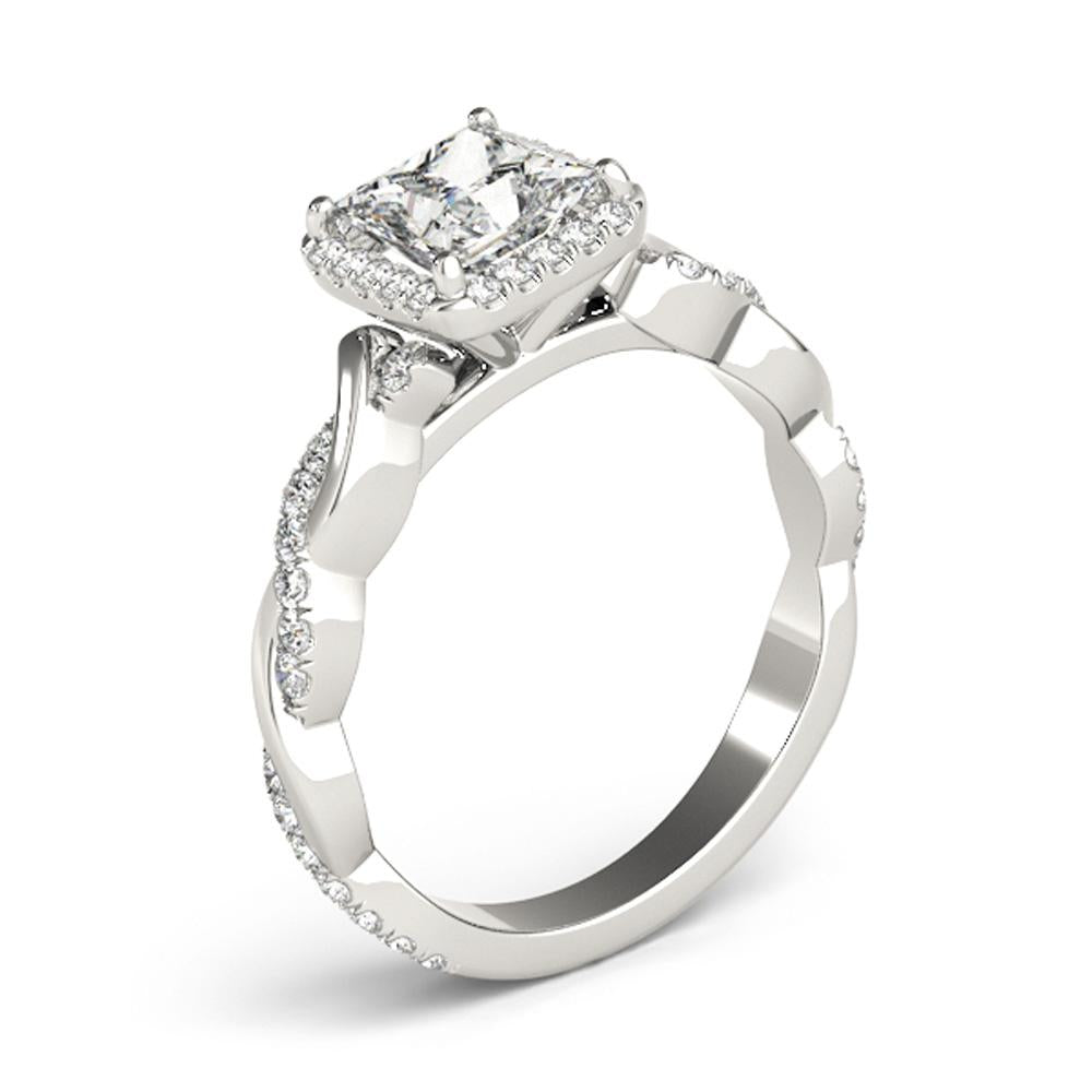 Princess Halo Twisted Shank Platinum Engagement Ring – BellaVios